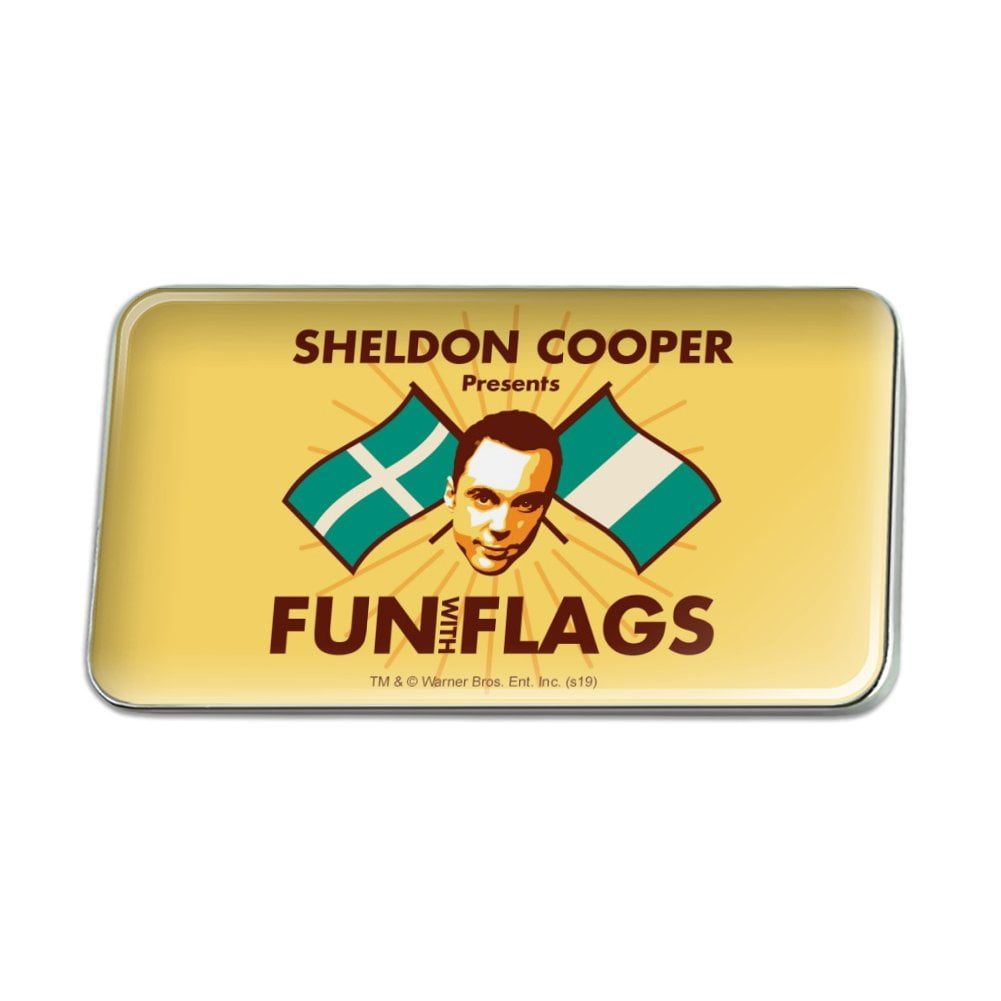Big Bang Theory Sheldon Cooper Fun with Flags Metal Rectangle Lapel Hat ...