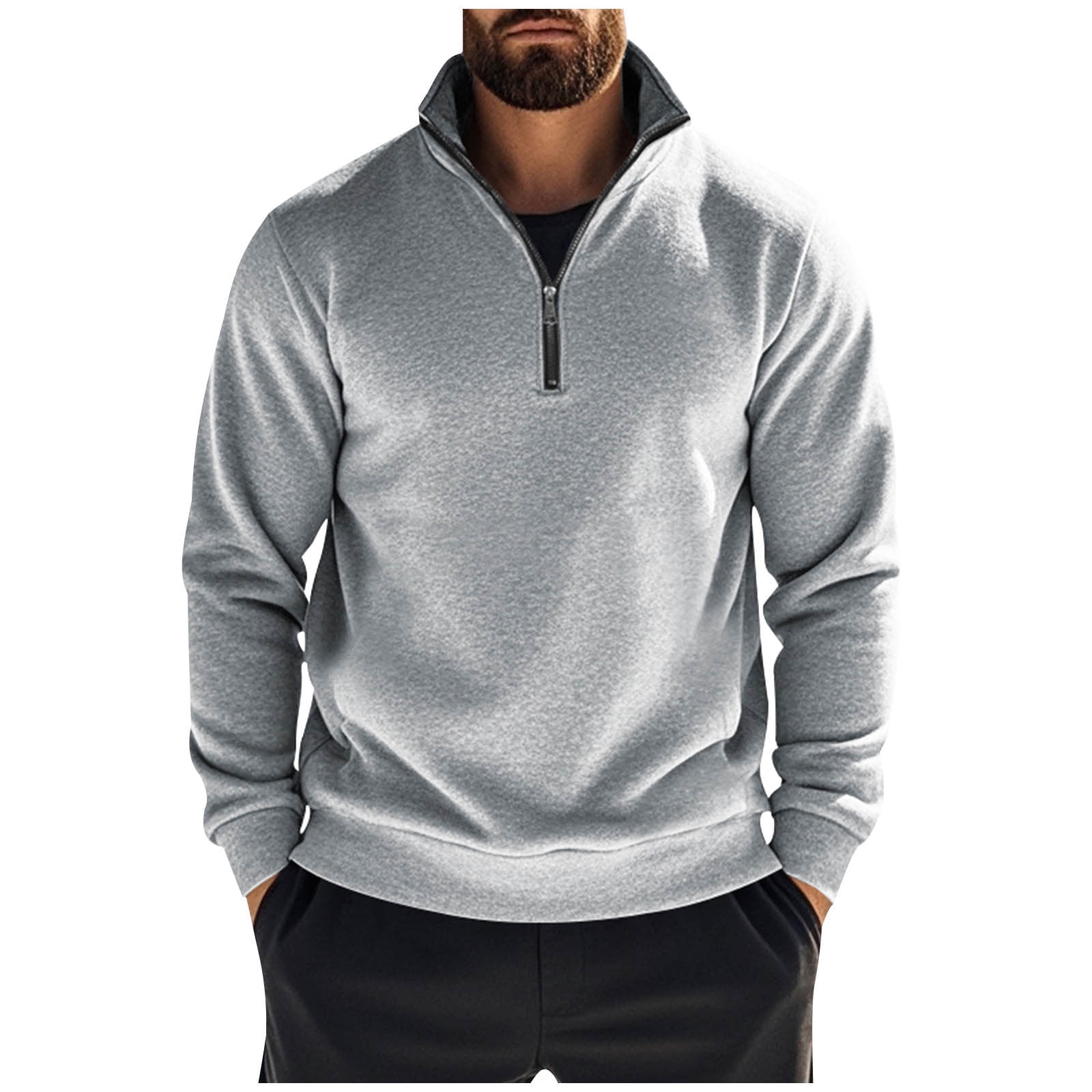 Click here for Fatyb Mens Quarter Zip Pullover Long Sleeve Mock N... prices
