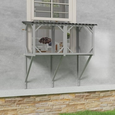 PawHut Outdoor Cat Catio, Wooden Cat Enclosure Window Perch with ...