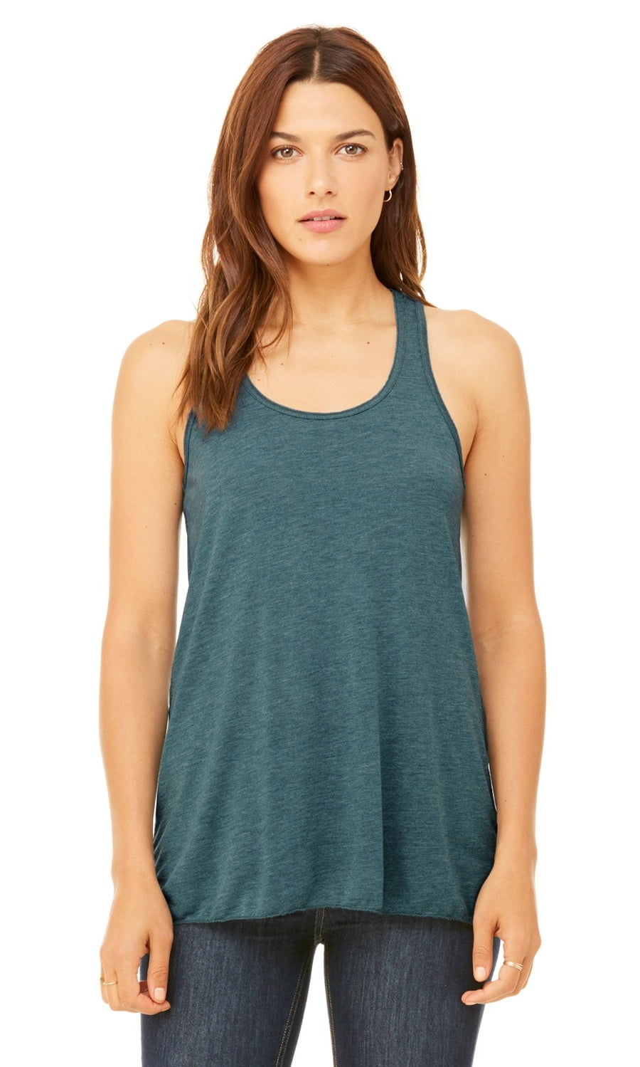 The Bella + Canvas Ladies Flowy Racerback Tank Top - HTHR DEEP TEAL ...