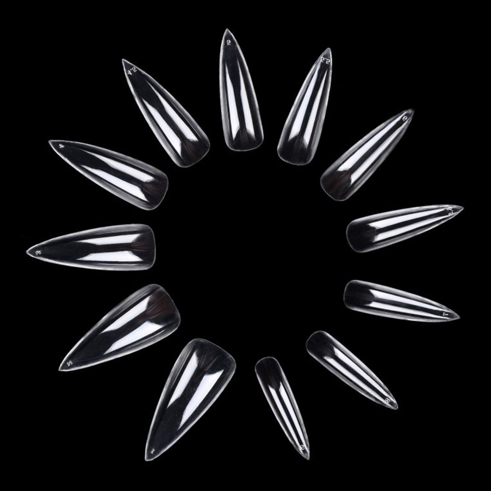 600pcs Long Stiletto False Nail Tips Fitdon Clear Full Cover Fake