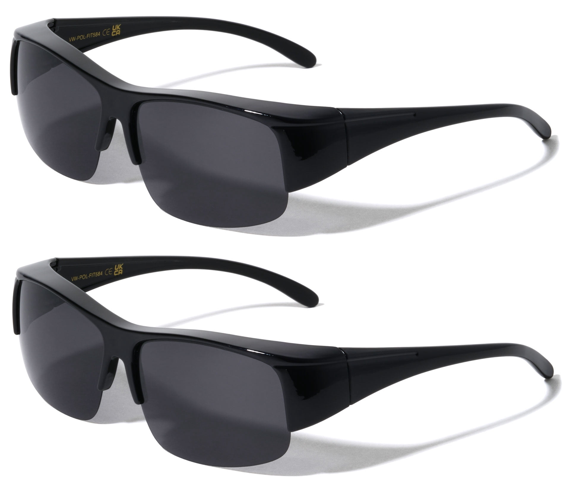 2 Pairs of Half Rim Sport Polarized Fit Over Sunglasses Wear Over ...