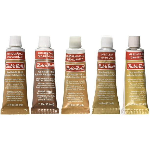 Amaco Rub 'N Buff Wax Metallic Finish, 5 Color Gold Assortment (Antique ...
