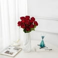 12PCS Artificial Silk Flowers Realistic Roses Bouquet Long Stem for ...
