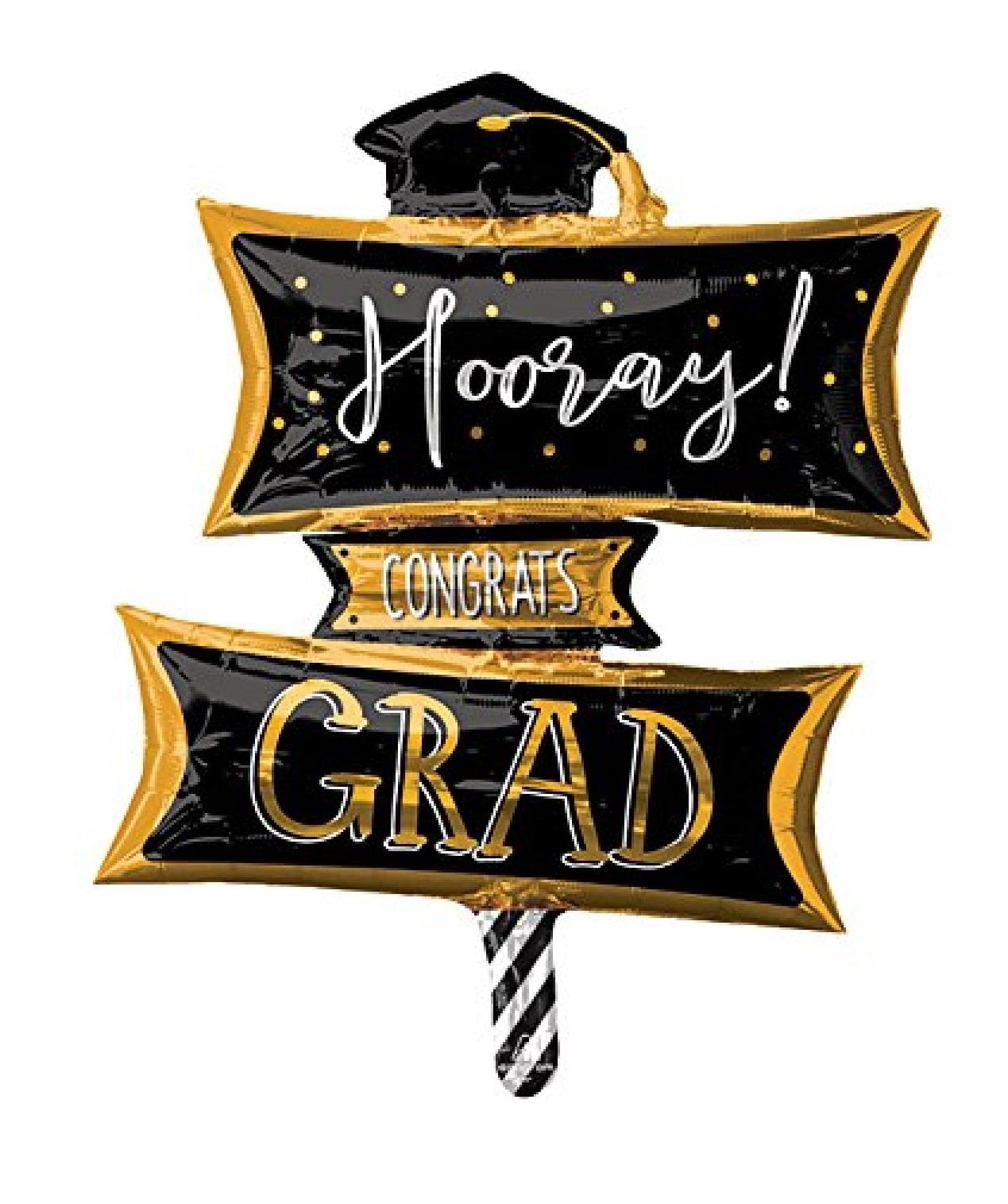 Hooray Congrats Grad Sign 32 Inch Foil Balloon Grad Party Decorations ...