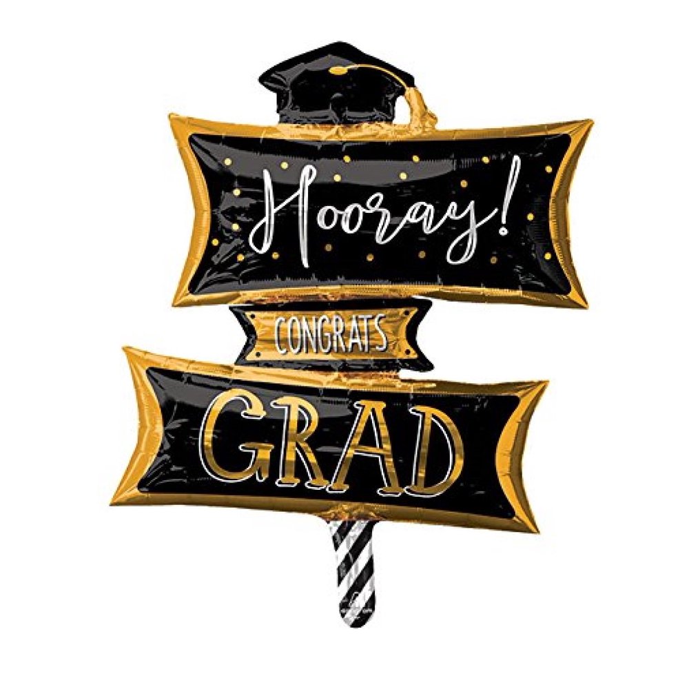 Hooray Congrats Grad Sign 32 Inch Foil Balloon Grad Party Decorations ...