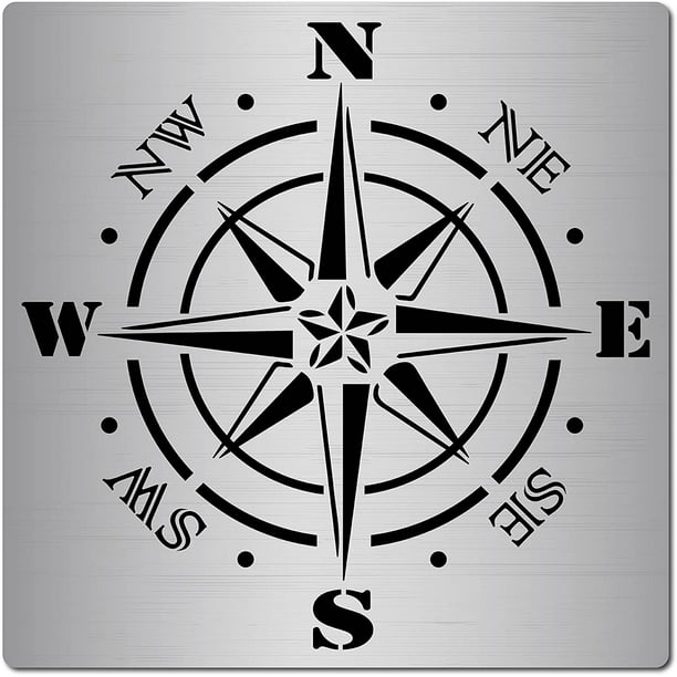 6.3 Inch Metal Compass Rose Stencil Stainless Steel Painting Reusable ...