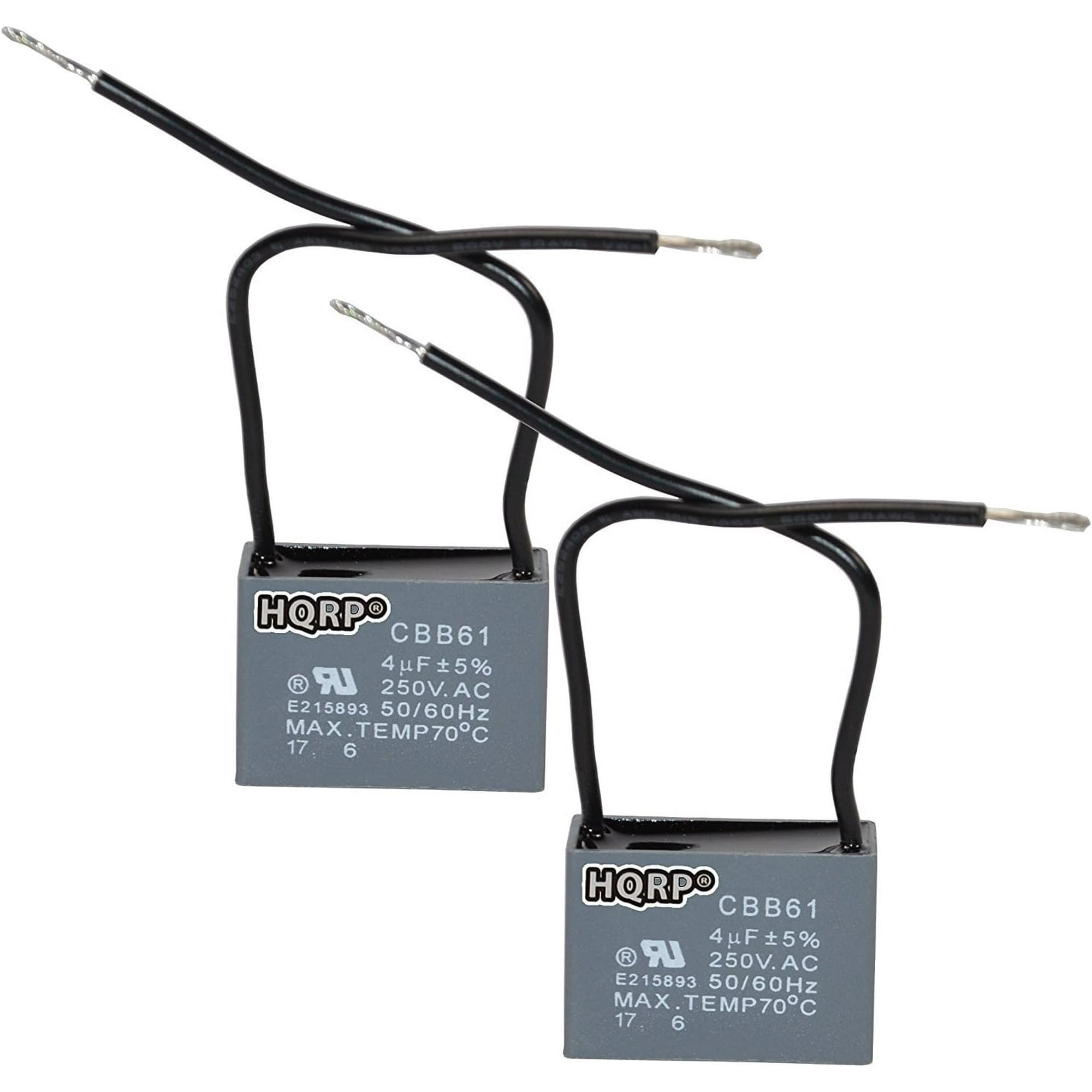 Click here for Hqrp 2-Pack Ceiling Fan Capacitor Cbb61 4uf 2-Wire prices