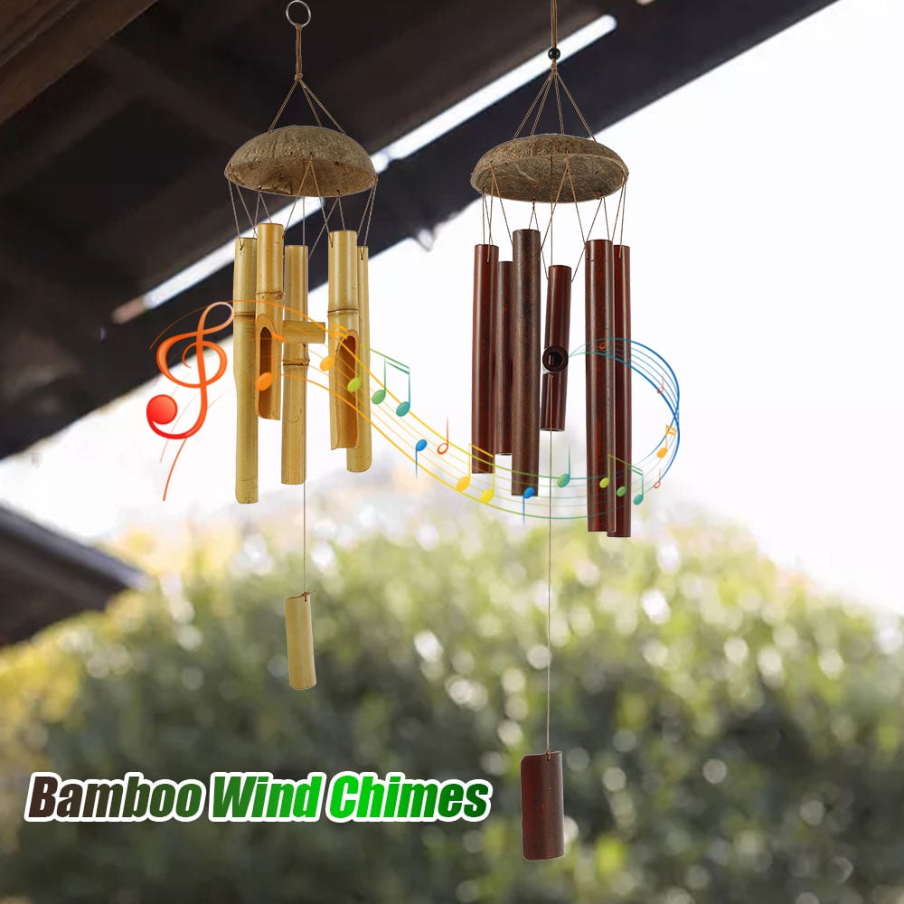 HOTBEST Bamboo Wind Chimes Outdoor Garden Hanging Windchime Naturals ...