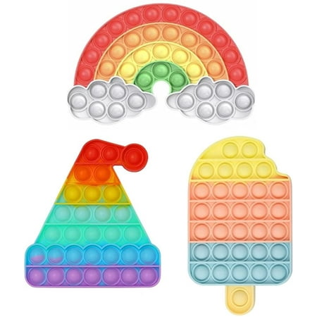 3 Pack Cute Rainbow Cloud hat Popsicle Pop Push Pop Fidget Toys ...