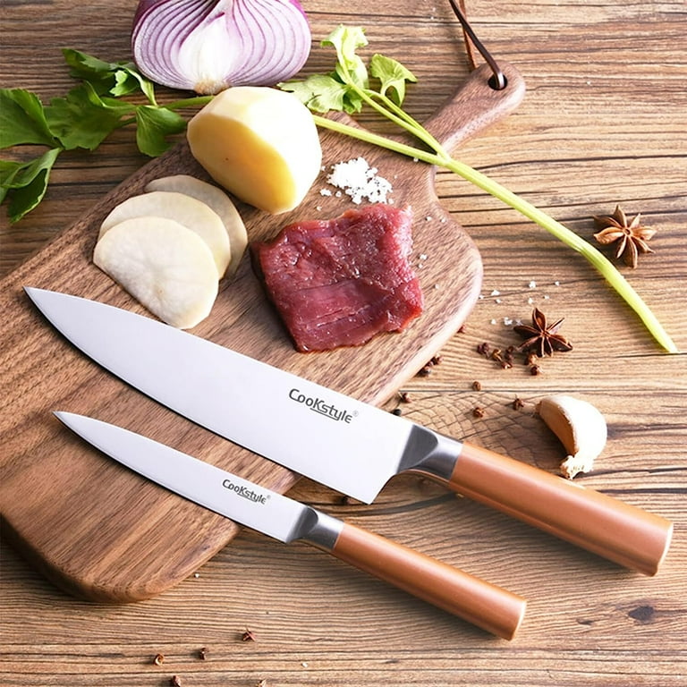 Rose gold knife set store