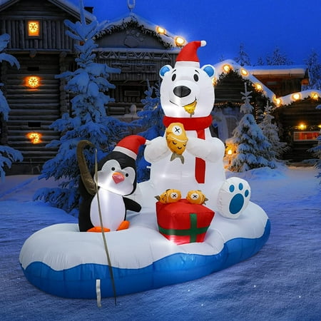 Christmas Inflatables Outdoor Decorations Polar Bear and Penguin ...