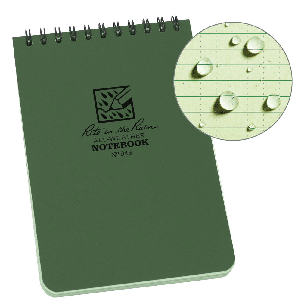 Rite in the Rain All-Weather Top-Spiral Notebook, 4" x 6", Green Cover ...