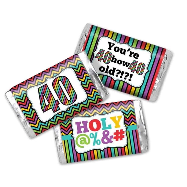 Celebrate 40 with Fun Chocolate Bar Wrappers - Customizable Mini Labels ...