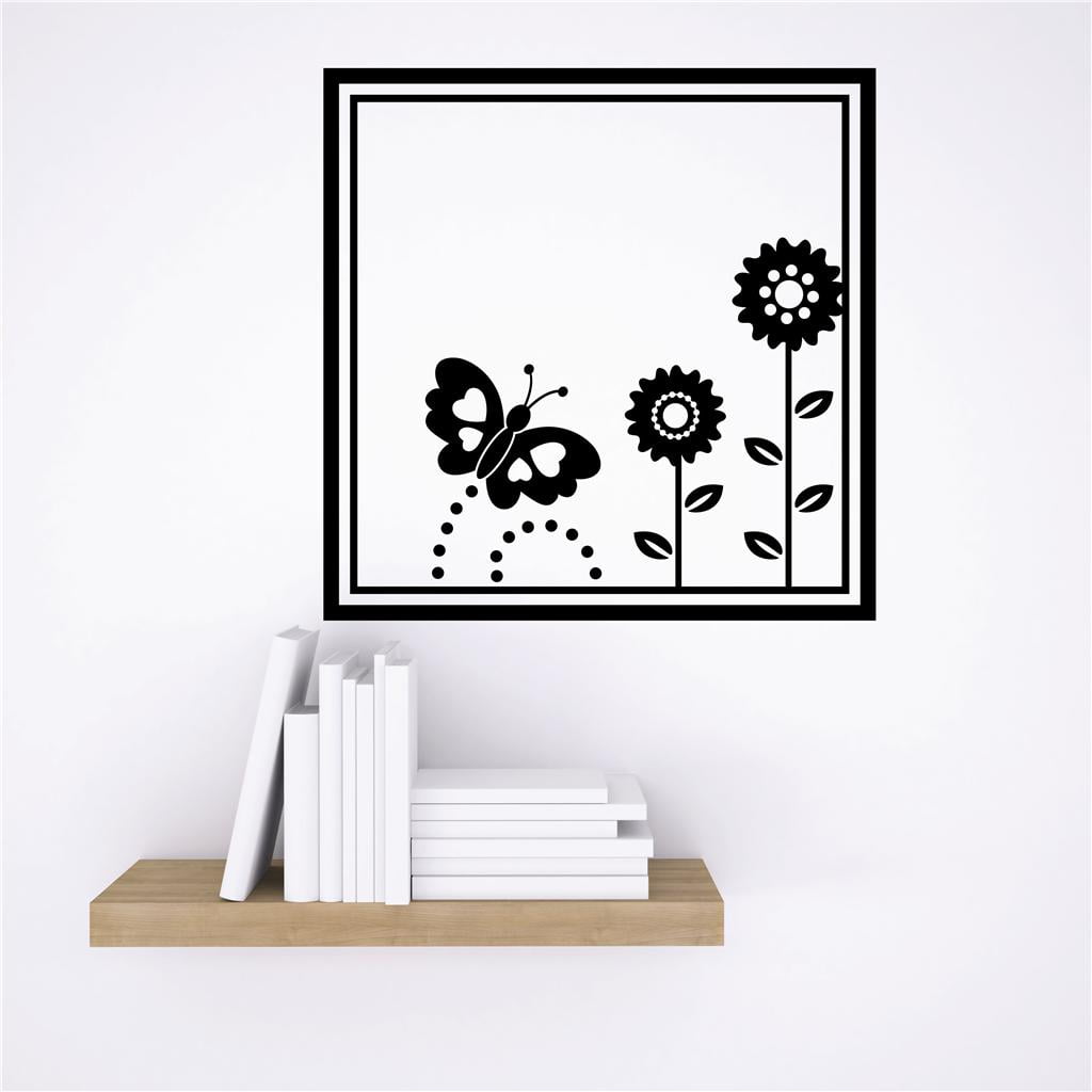 Design With Vinyl Artwork Butterfly and Flower Frame Garden Growing ...