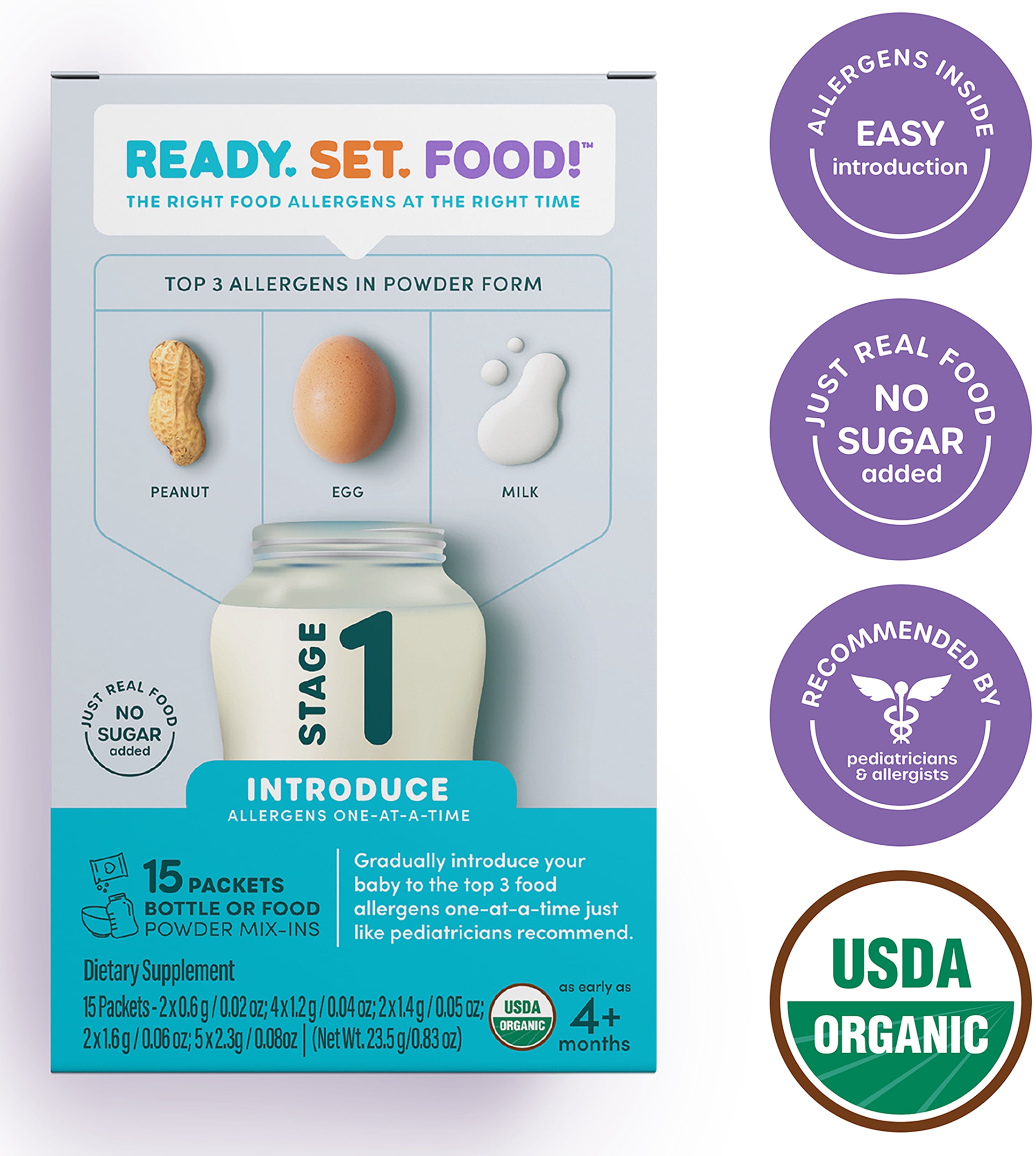 Ready, Set, Food! Organic Early Allergen Introduction Mix-Ins, Babies 4 ...