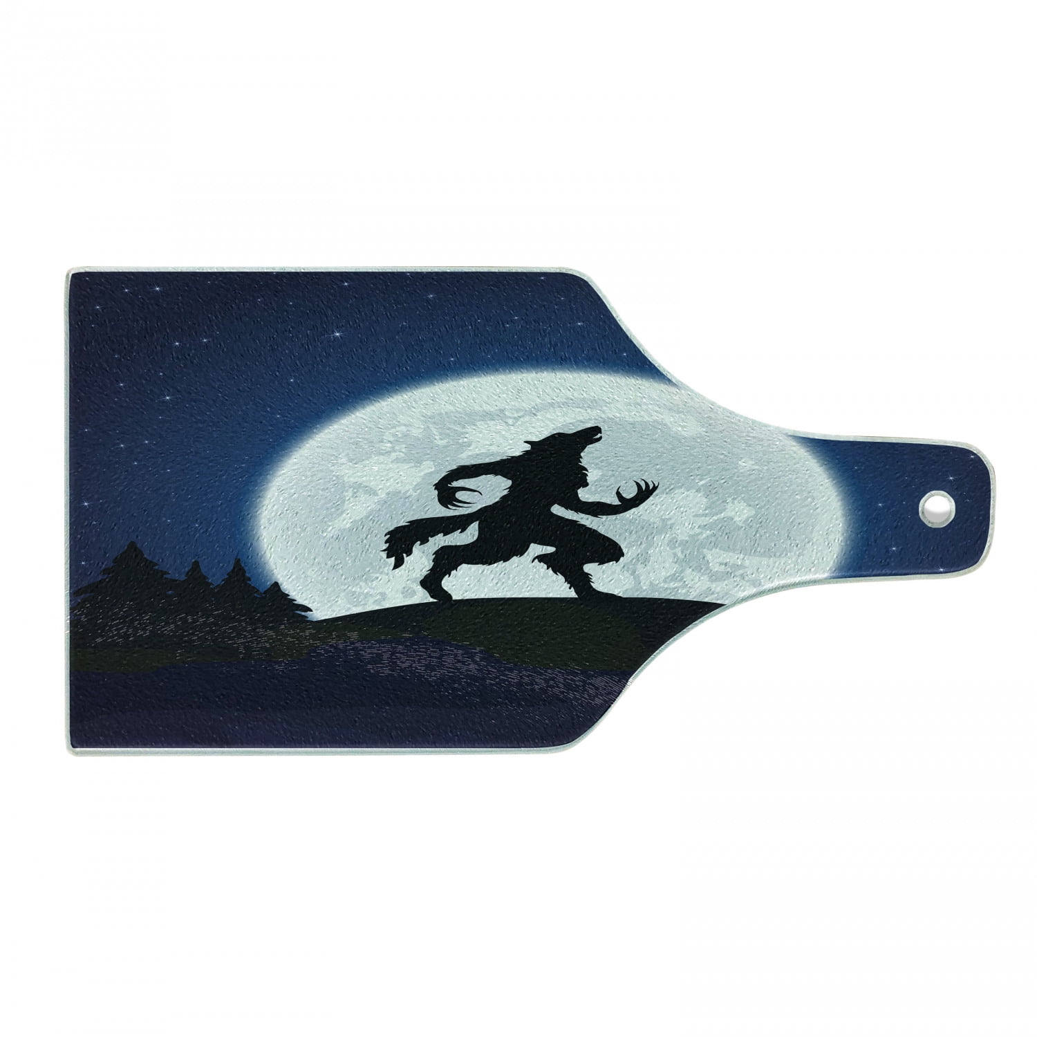Wolf Cutting Board, Full Moon Night Sky Growling Werewolf Mythical ...