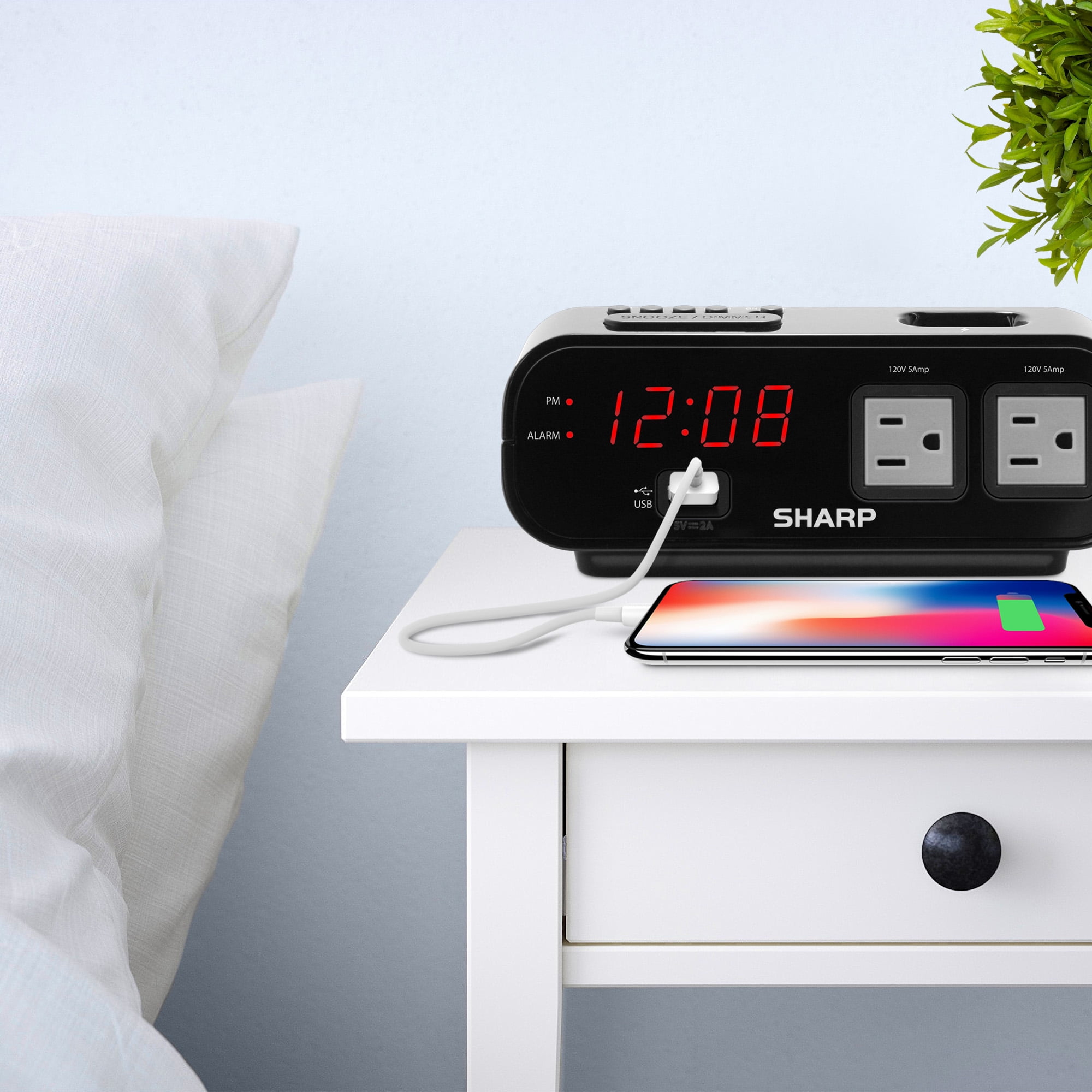 Sharp Digital Alarm Clock with 2X Power Outlets with Nepal | Ubuy