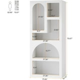 Finmind 70" Arched Bookshelf Set of 2: Geometric White Bookcase with 5 ...