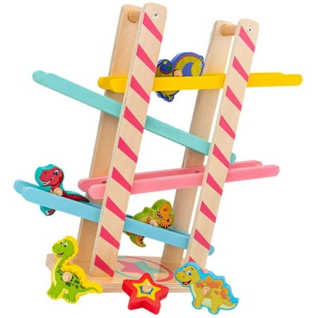 Car Ramp Toy DIY Zig Zag Car Slide Toy Dinosaur Style Wooden Race Toy ...
