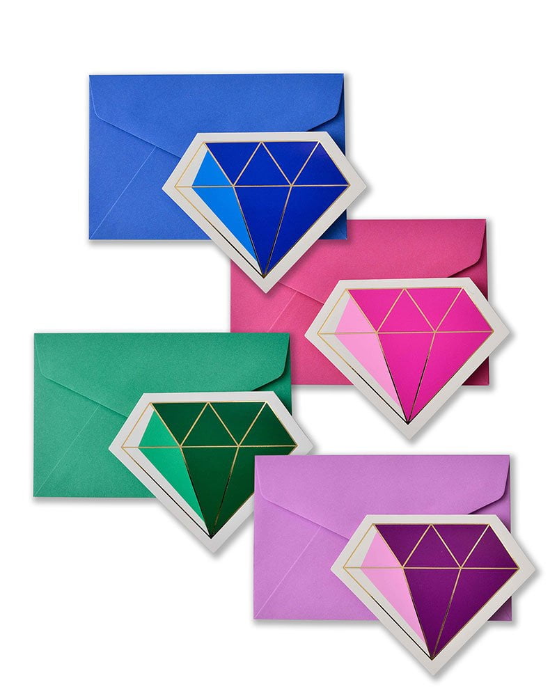 Zoomerang Gold Foil & Jewel Tone Diamond Note Cards, 16 count - Walmart.com