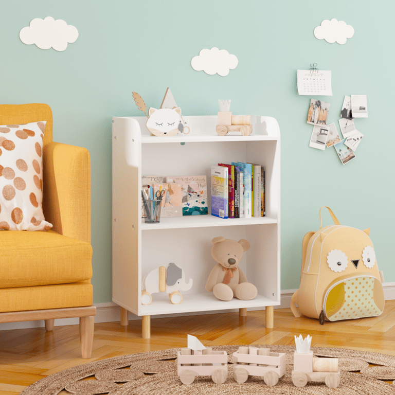 Gzxs 3 Tier Bookshelf for Small Spaces White Children s Book Display Narrow Bookcase End Table with Storage Shelf for Living Room Office Bedroom Kids Room Walmart