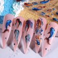 3pc Koi Fish Nail Art Stickers - Luxury Gradient Blue Watercolor Self ...