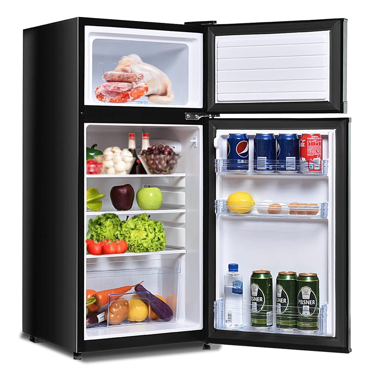 Safeplus 3.4 cu ft. Compact Refrigerator, Mini Fridge with Freezer and ...