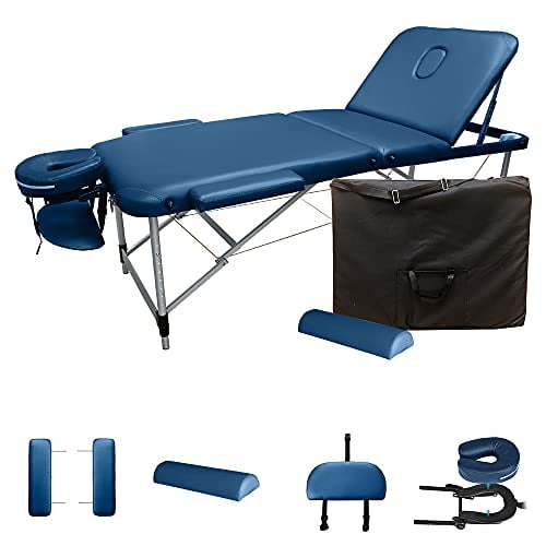Blue 3-Section Aluminum 84" L Portable Massage Table Facial SPA Bed ...