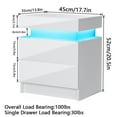 Hommpa Modern LED Nightstand Set of 2 High Gloss Bedside Tables with 2 Drawers White Night ...