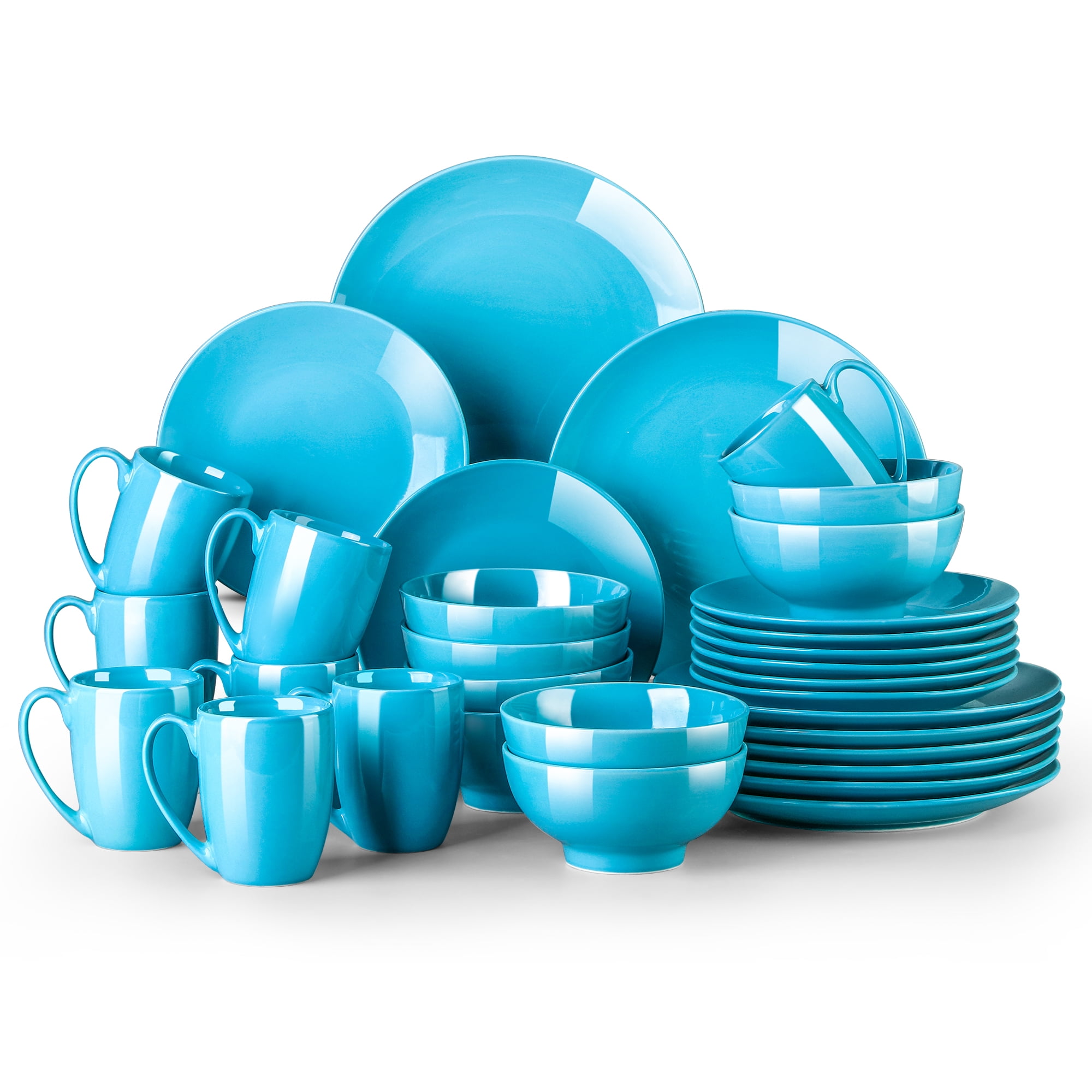 LOVECASA, Series Sweet, 32-Piece Porcelain Dinnerware Set, Blue Dinner ...