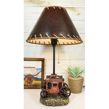 Rustic Western Plains Bison Buffalo Table Lamp on Sloped Rocks by Tree ...