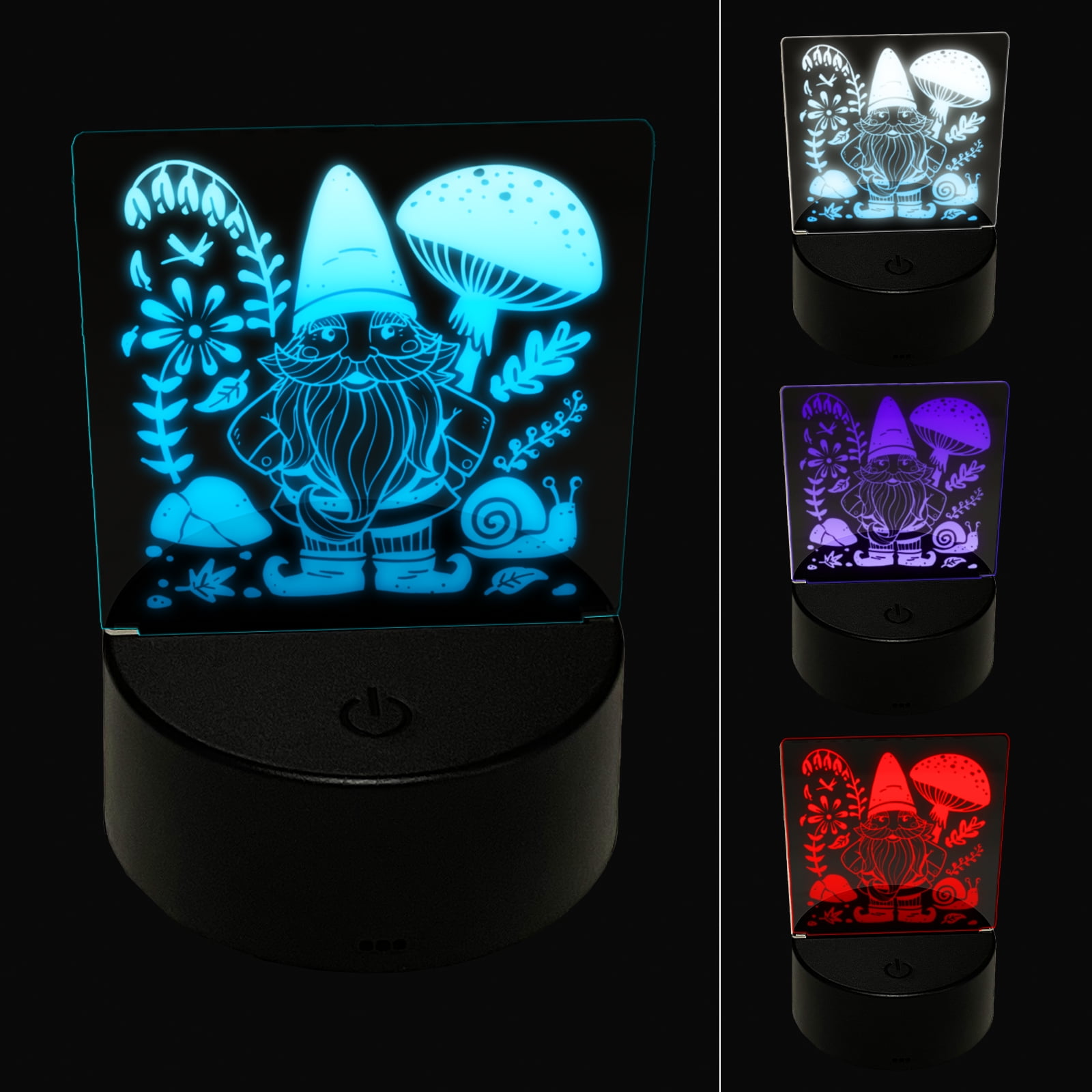 Garden Gnome with Background LED Night Light Sign 3D Illusion Desk ...