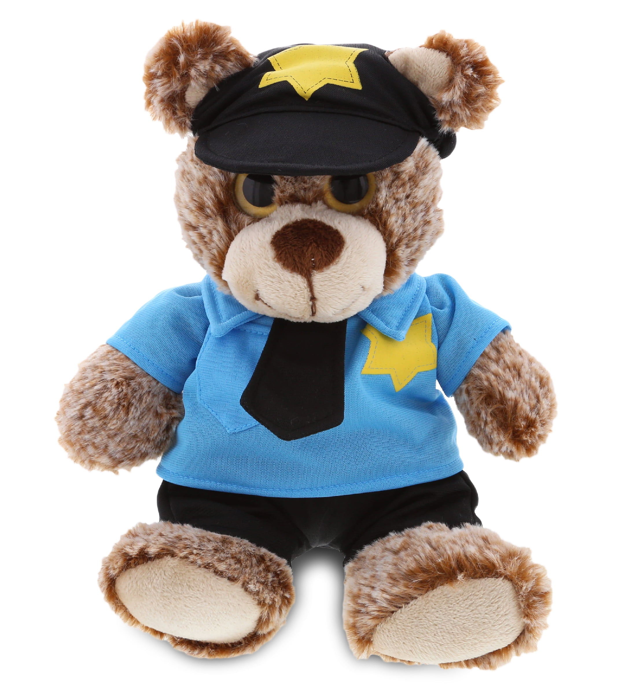 DolliBu Sitting Brown Bear Police Officer Plush Toy - Soft Sitting Bear ...