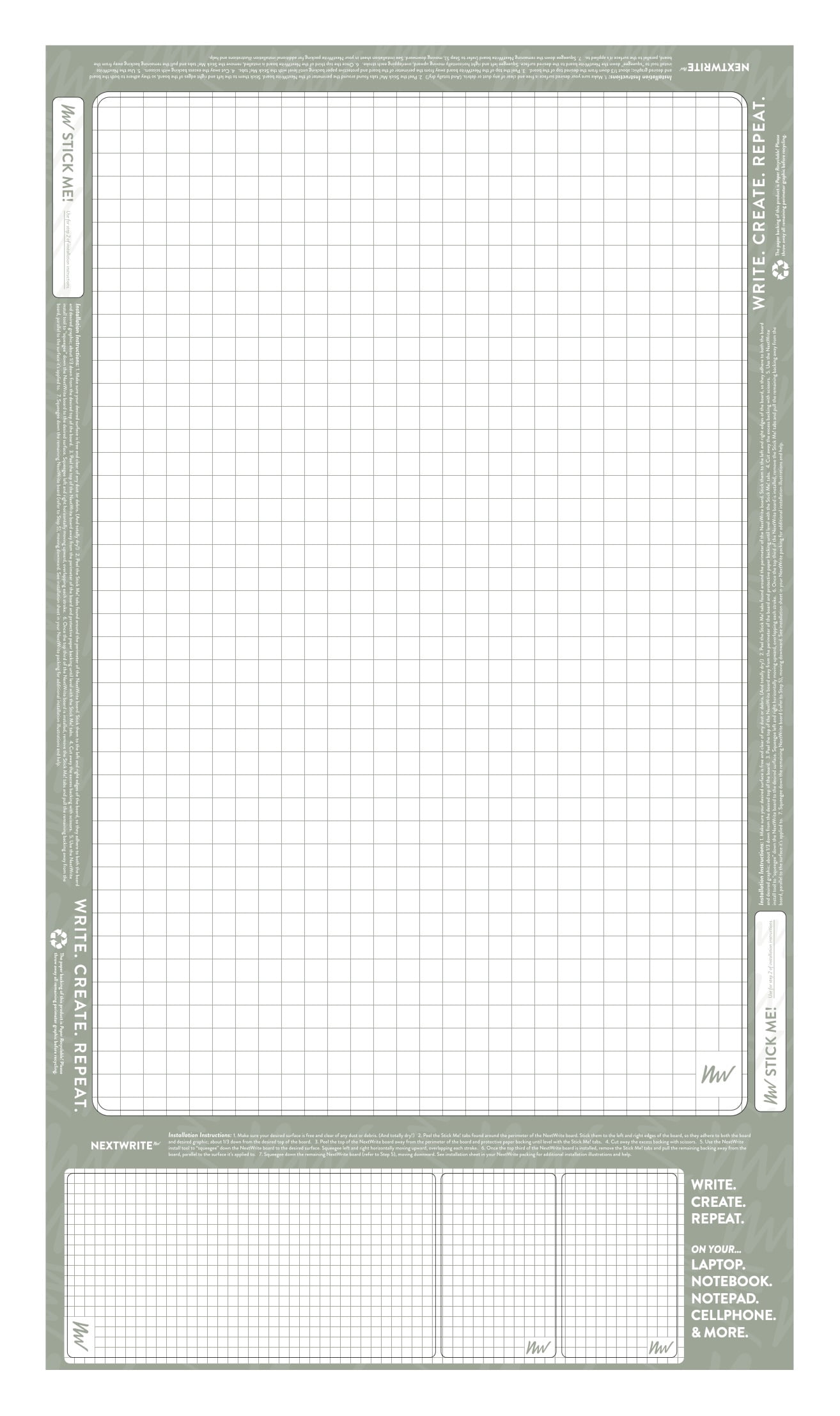 NextWrite Dry Erase Adhesive Surface - Grid Pattern - Walmart.com