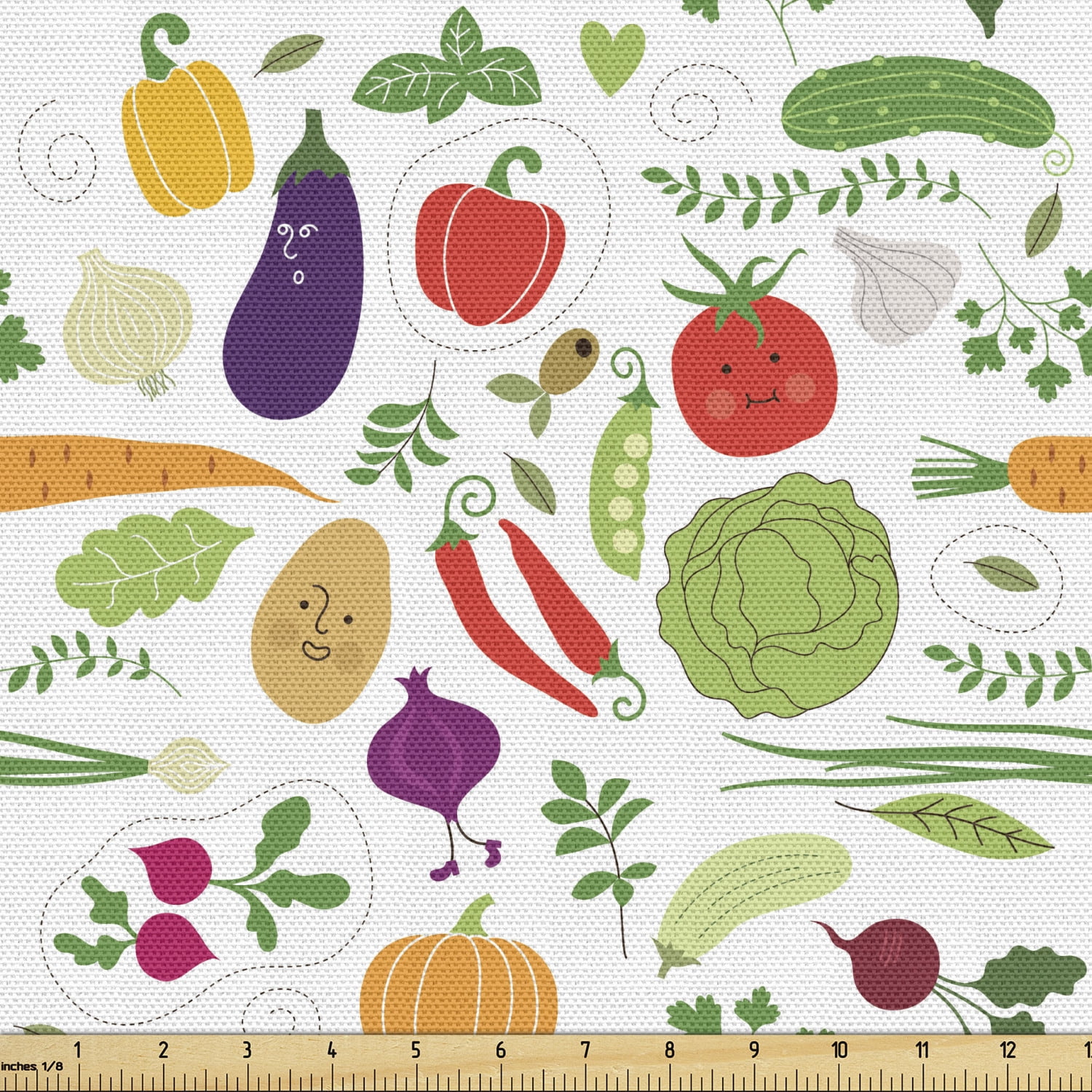 Vegetable Fabric by the Yard Upholstery, Illustration of Vegetarian ...