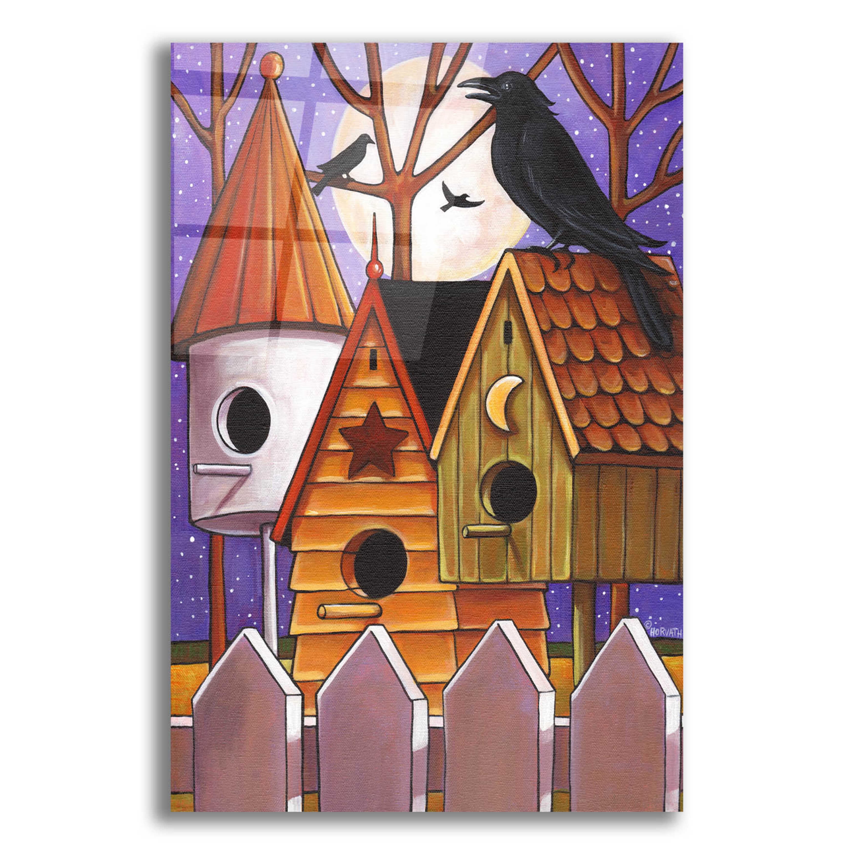 Epic Art 'Moon Crows Houses' by Cathy Horvath-Buchanan, Acrylic Glass ...