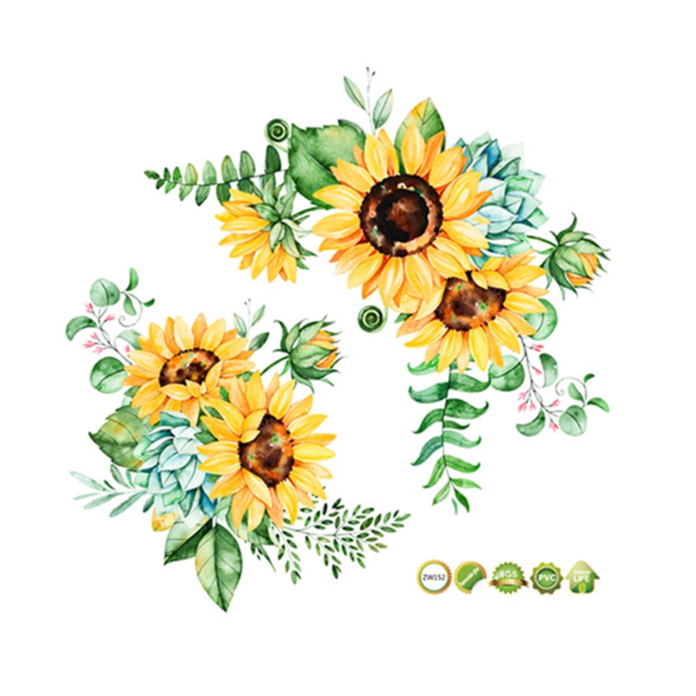 Removable Sunflower Wall Stickers Kitchen Waterproof Decals Home Decor ...