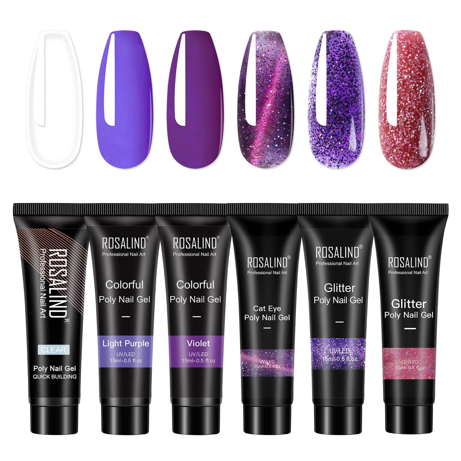 Click here for Sukalun Poly Nail Gel Kit Purple Glitter Extension... prices
