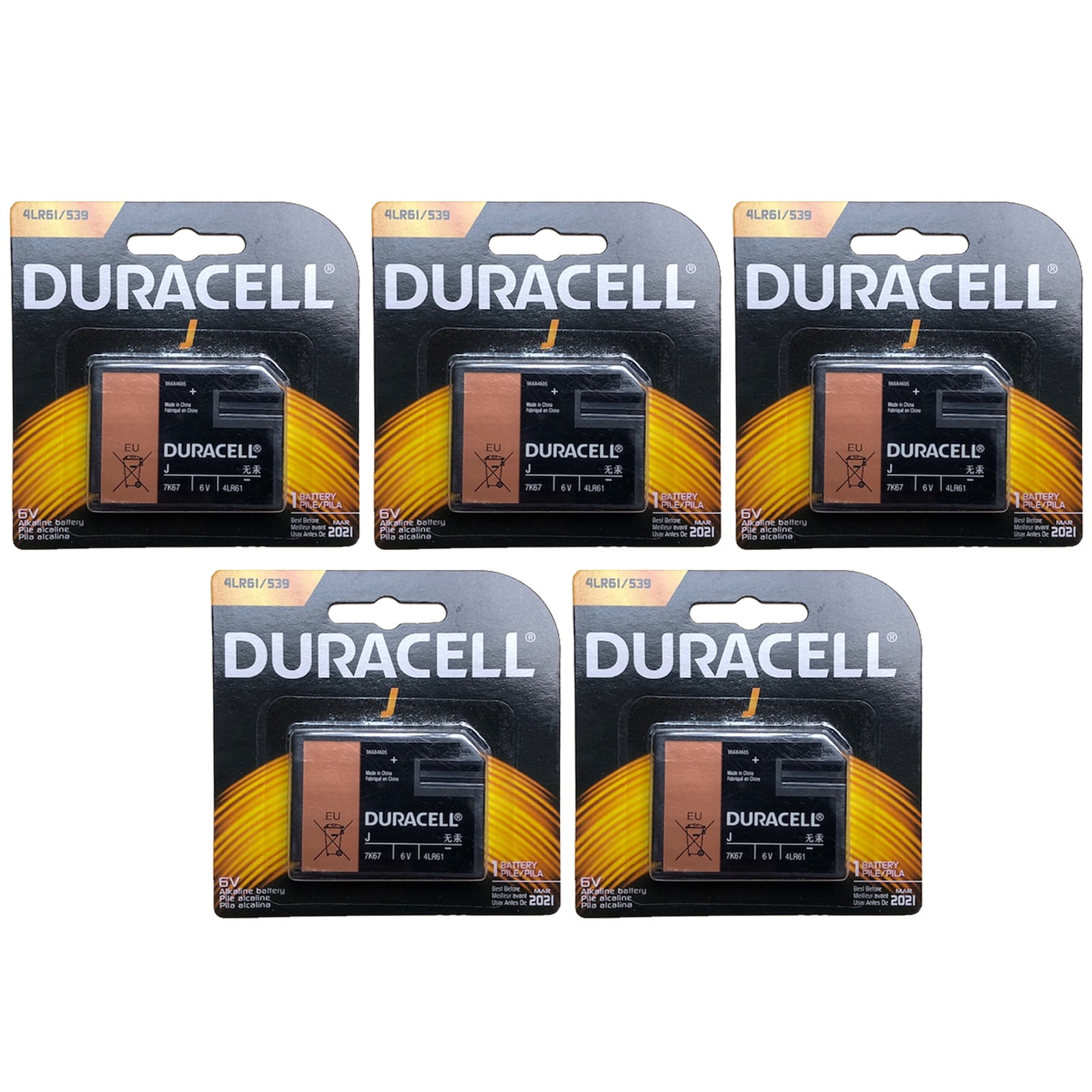5x Duracell 7K67 6V Battery 1412A, 1412AP, 4018, 4LR61, 7K67, EN539, J ...