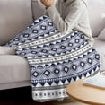 Boho Blue Striped Blanket Soft Cozy Warm Throw Blanket for Couch, Plush ...