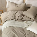 ZOVAN 100% Washed Cotton Duvet Cover Set, Super Soft, Breathable ...