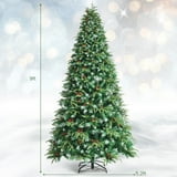 Gymax 9 FT Outdoor Pre-Lit Christmas Tree, Artificial Hinged Xmas Tree ...