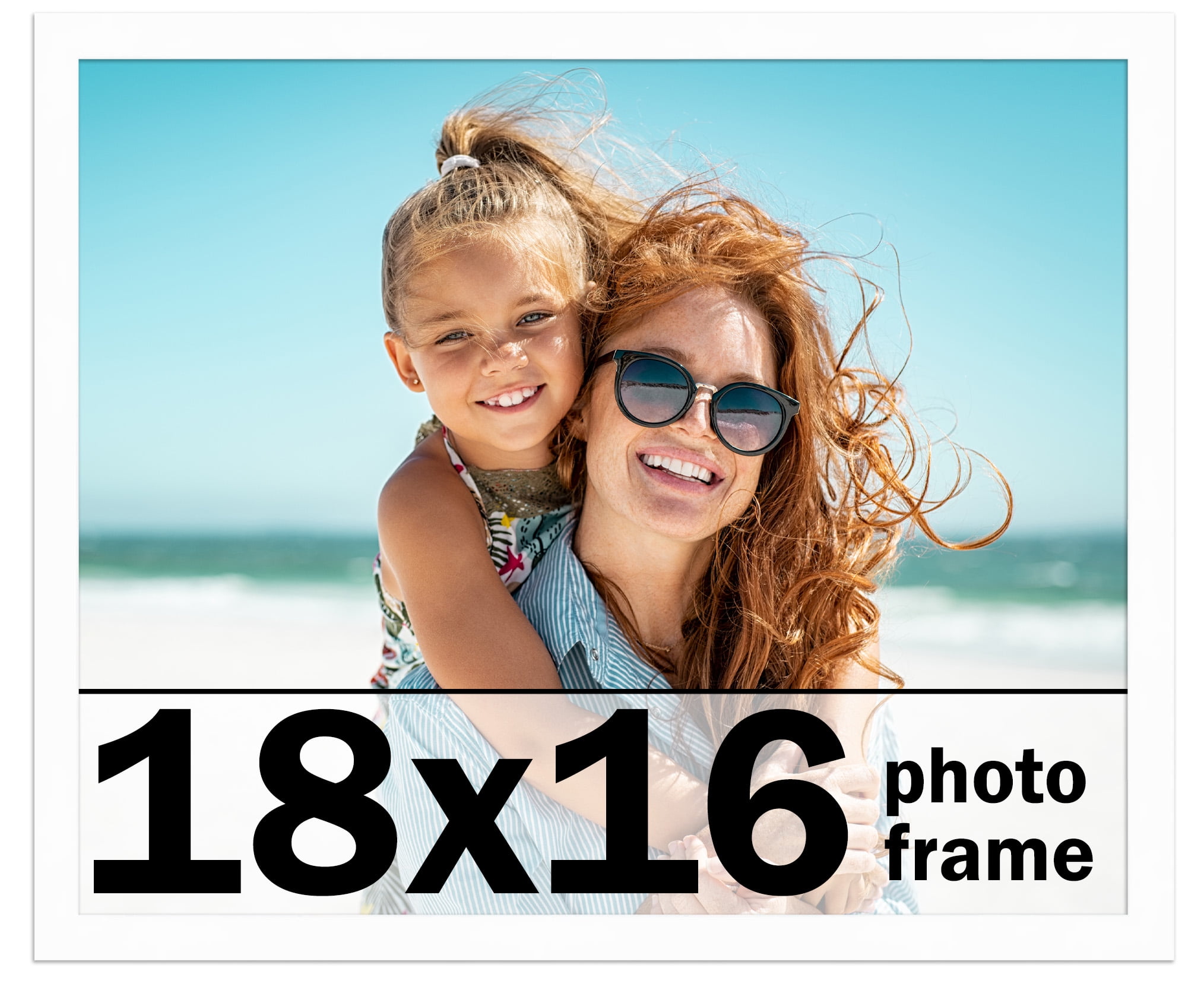 18x16 Frame White Solid Wood Picture Frame Includes UV Acrylic Shatter ...