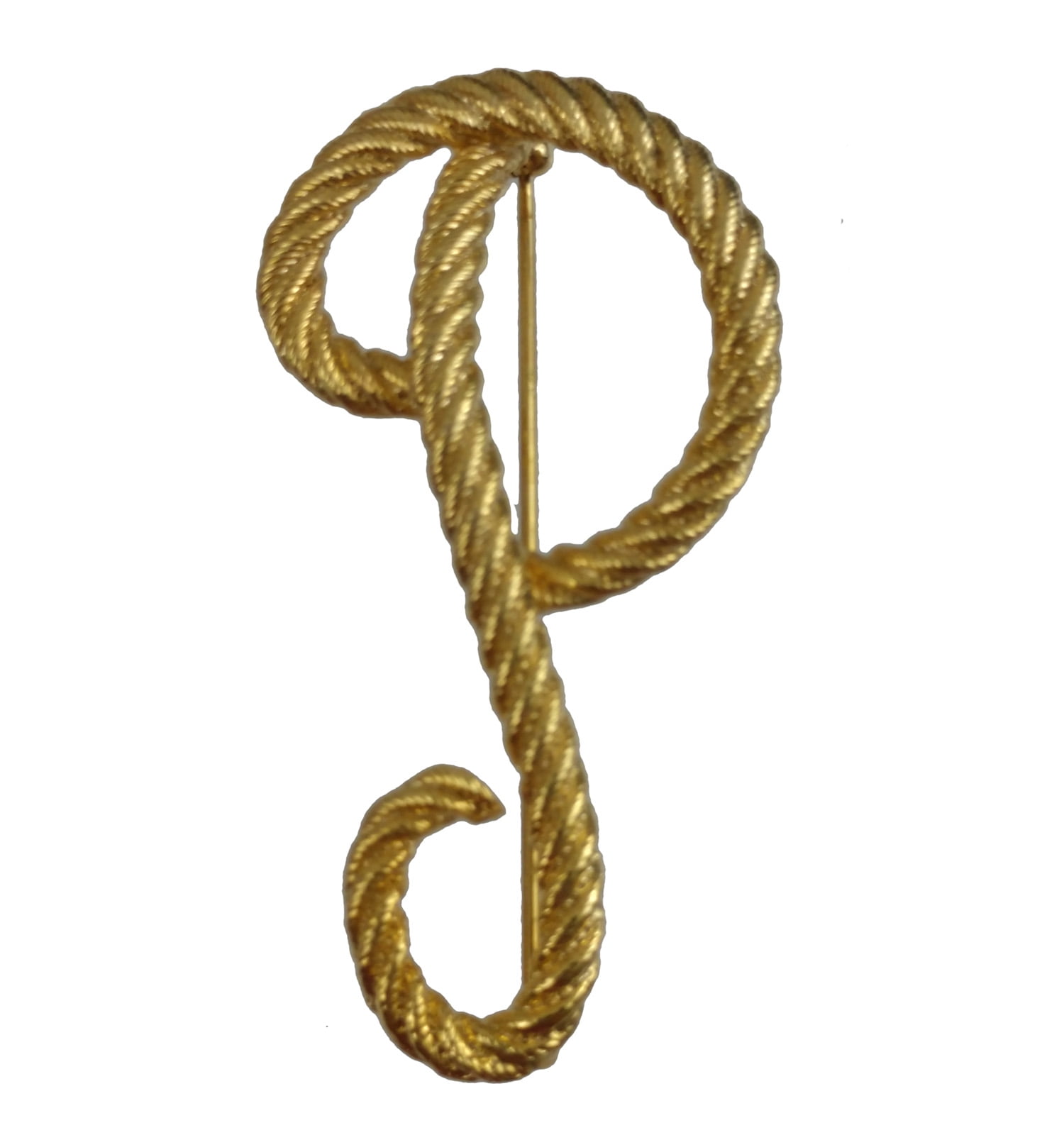 Large Script Gold Tone Twisted Rope Initial "P" Pin Brooch - Walmart.com