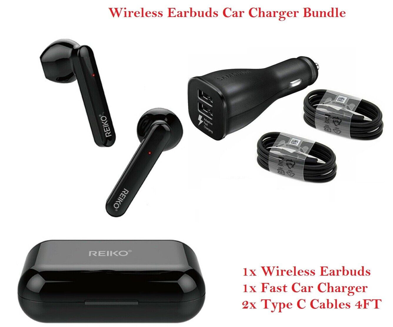 Wireless Earbuds Adaptive Fast Charging Dual Port Car Charger 2x Cables ...