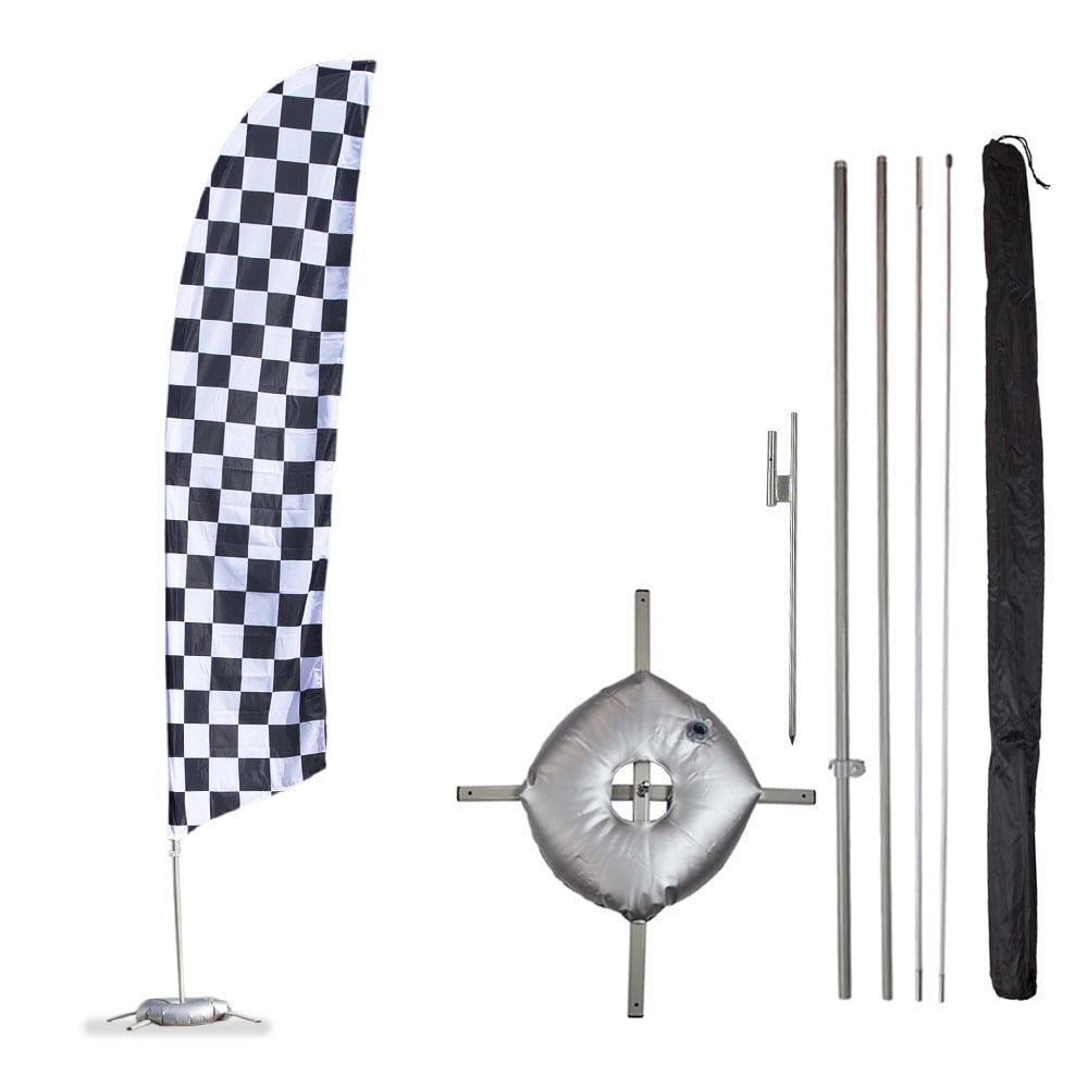 Vispronet Black/White Checkered Feather Flag Kit - 13.5ft Knitted ...