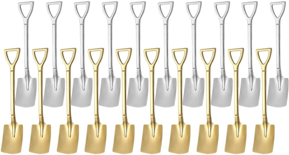Asian Soup Spoon Shovel Shape Spoons 20pcs Dessert Spoon Set Stainless Steel Spoons Ice Cream ...