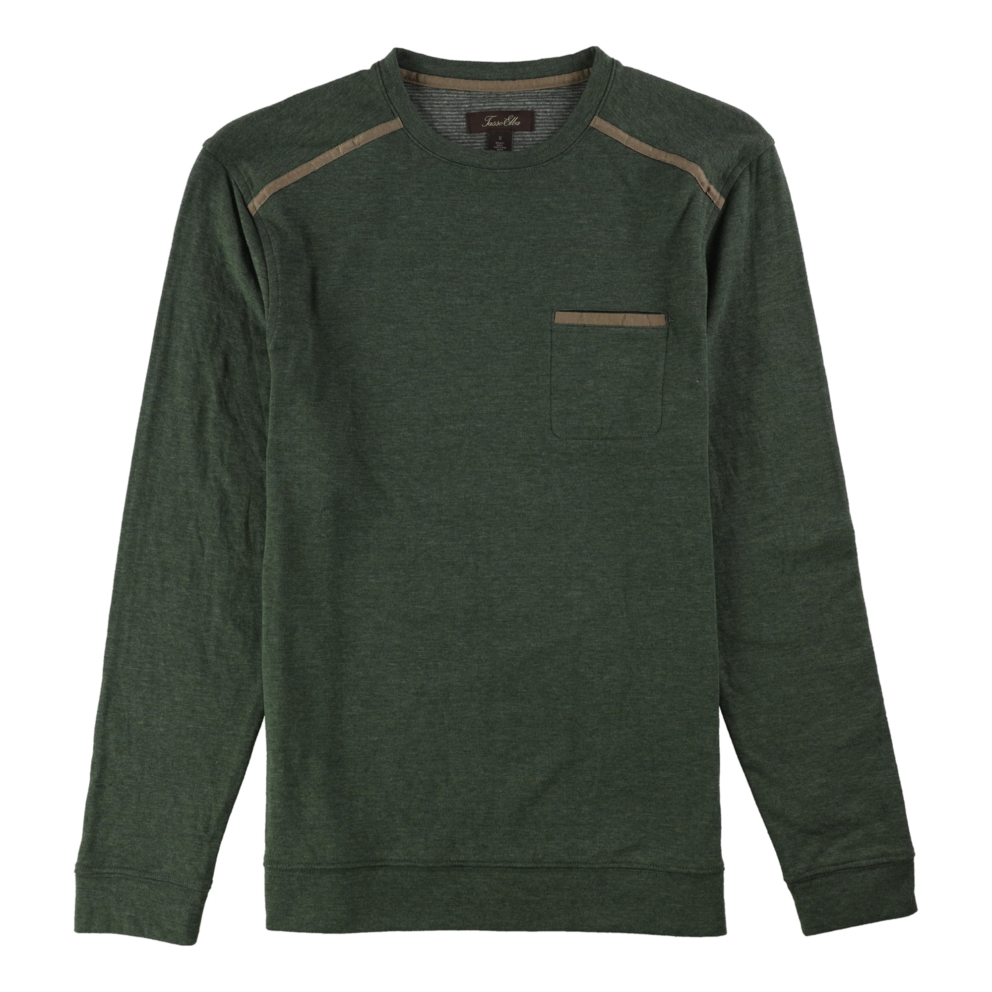 Tasso Elba Mens Faux-Suede Trim Basic T-Shirt, Green, Medium - Walmart.com