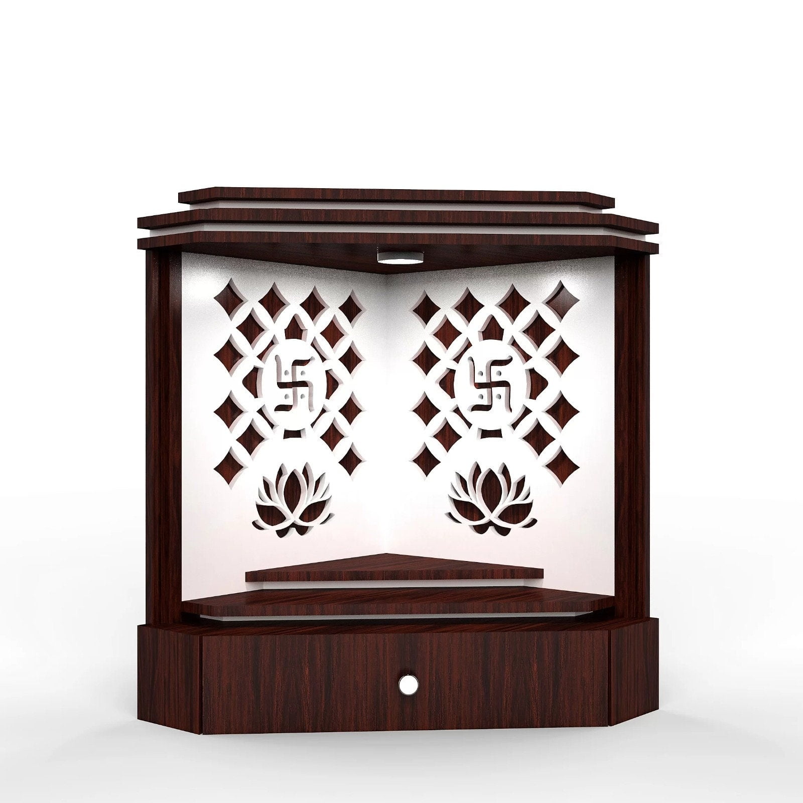 Customized Wooden Temple Corner Mandir | Side Corner Wooden Mandir ...